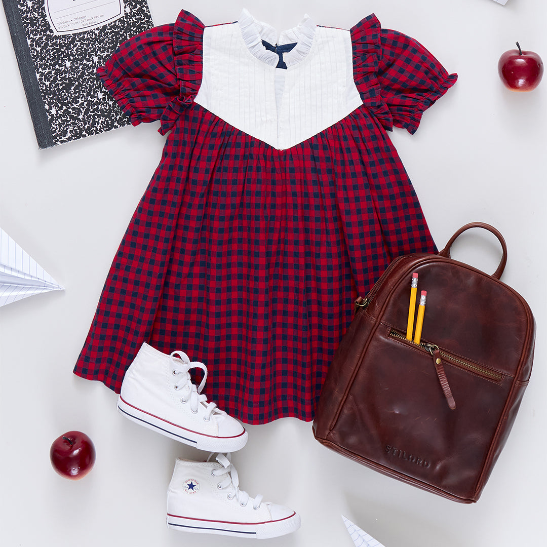 Pink Chicken - Imogen Dress - Red Blue Check – Addy's Closet