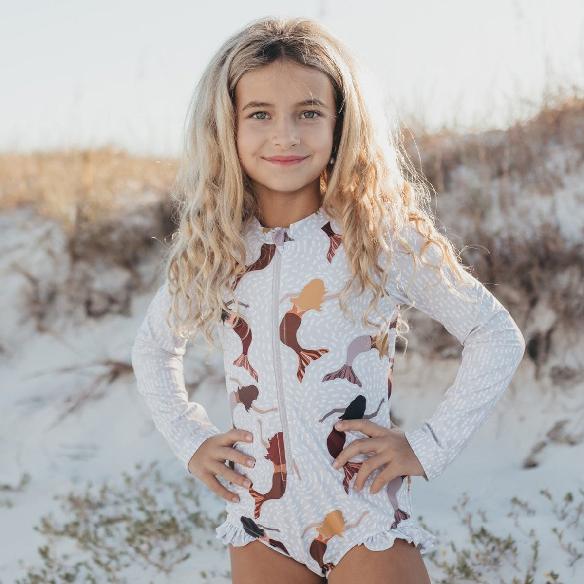 Oopsie Daisy - Mermaid 1pc L/S Front Zip Rashguard Swimsuit – Addy's Closet